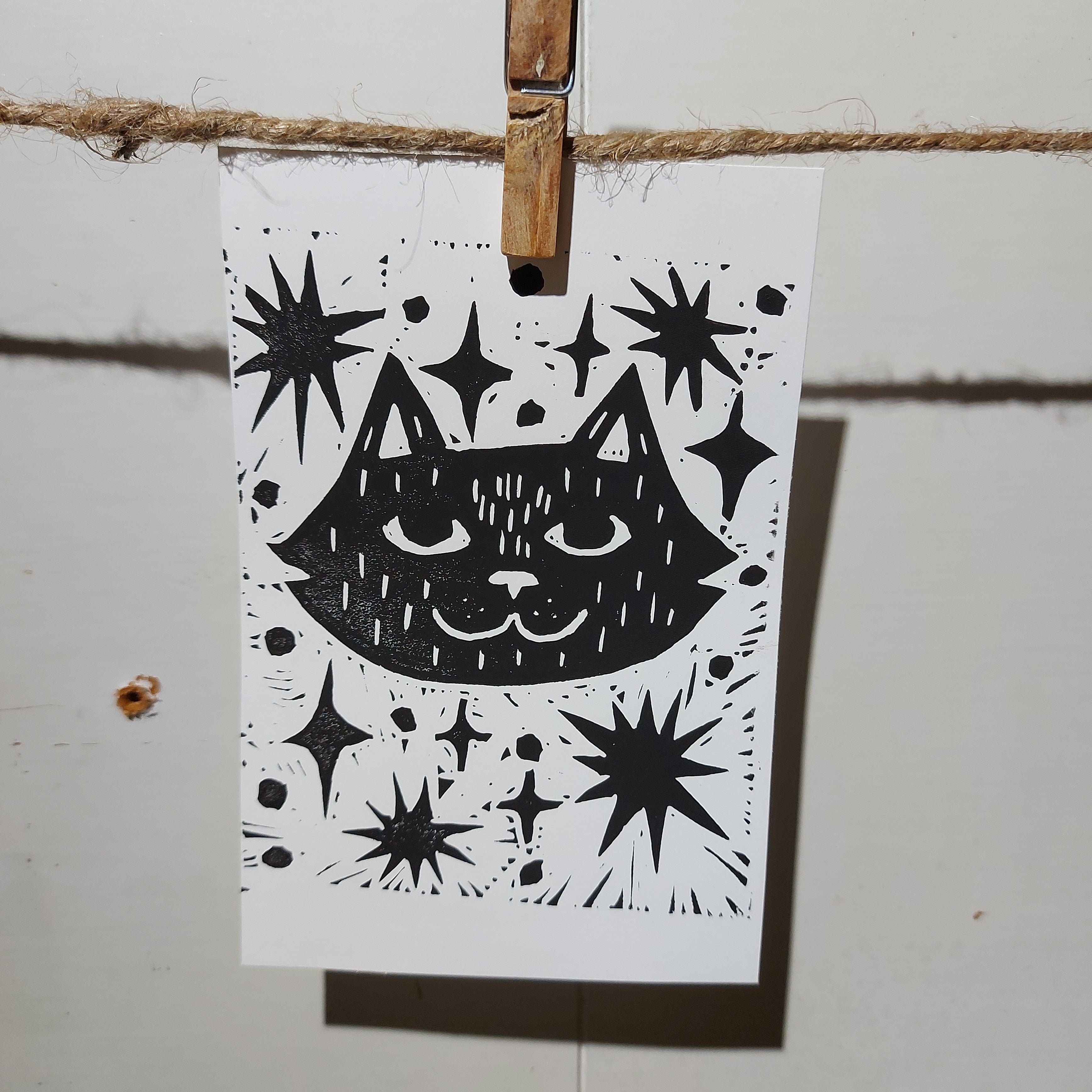 Sparkly Cat Lino Print – Comixque